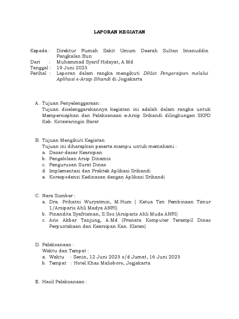 Laporan Kegiatan | PDF | Teknologi & Rekayasa
