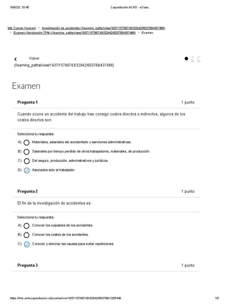 Capacitación ACHS - eClass | PDF