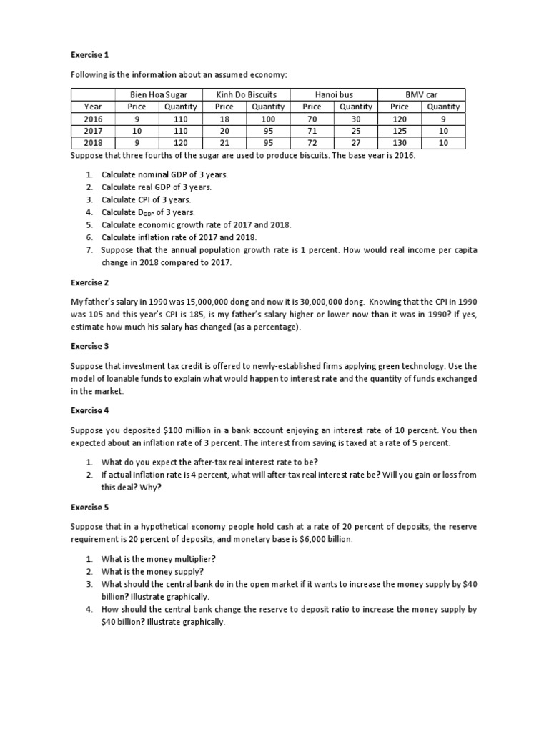 Exercises - Topics 1-7 | PDF | Interest | Money Supply