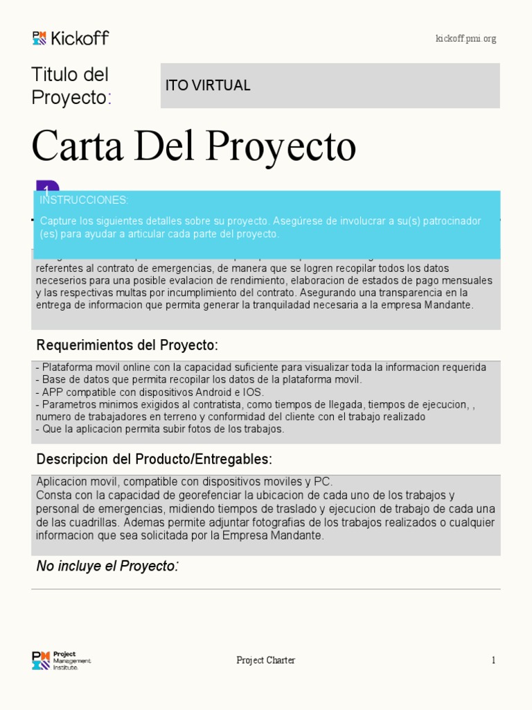 Kickoff Project Charter | PDF | Aplicación movil | Software