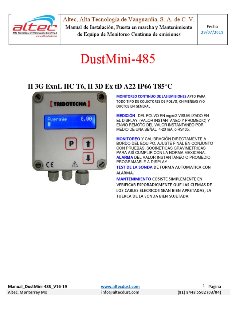 Manual DustMini-485 V16-19 Ms | PDF | Relé | Ciencias fisicas