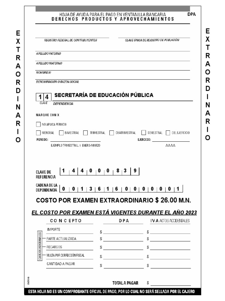 1 Hoja de Ayuda Pago en Ventanillas - Extraordinarios - 2023 | PDF