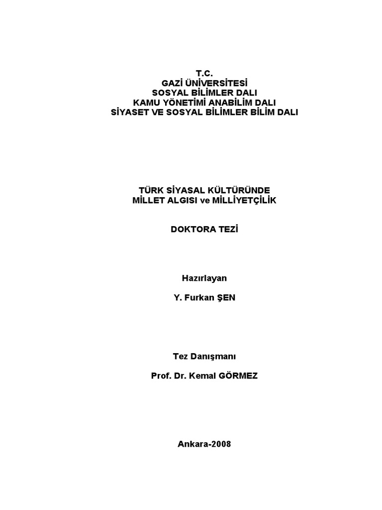 Turk Siyasal Kulturunde Millet Algisi Ve Milliyetcilik | PDF Turk Siyasal Kulturunde Millet Algisi Ve Milliyetcilik | PDF