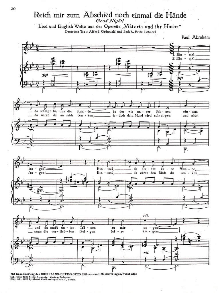 Abraham, Paul - Viktoria Und Ihr Husar - Reich Mir Zum Abschied Noch ...