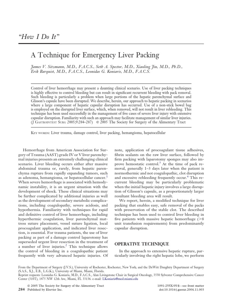 Hepatic Packing | PDF | Liver | Bleeding