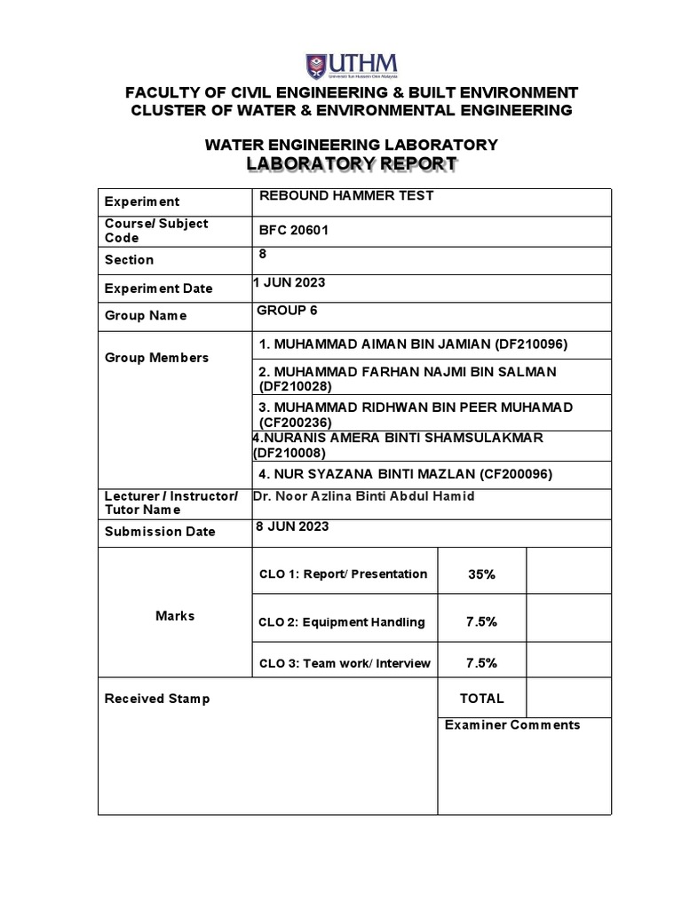 Rebound Hammer Test | PDF | Concrete | Nondestructive Testing