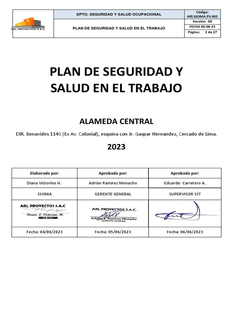 Pla-01 Plan Ssoma 2023 | PDF | Seguridad y salud ocupacional | La seguridad