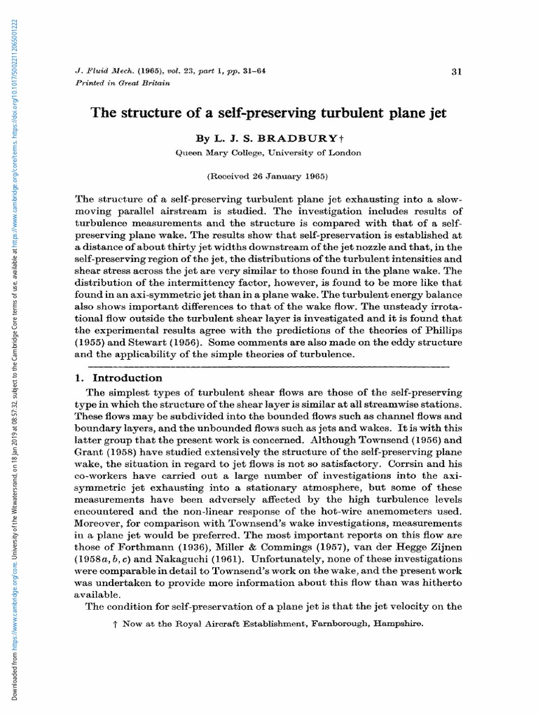 The Structure of A Self-Preserving Turbulent Plane Jet | PDF