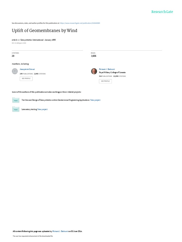 Wind Effects on Geomembrane Uplift | PDF | Atmosphere Of Earth ...
