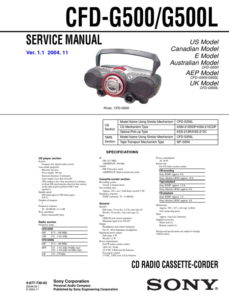 Sony cfd-g500 g500l | PDF