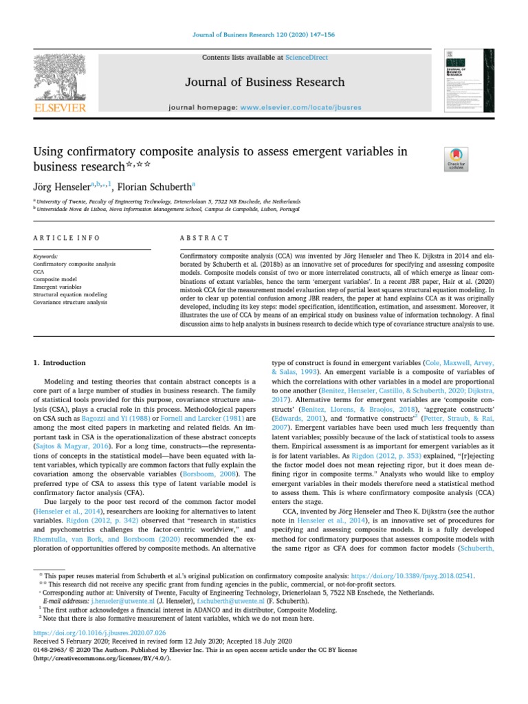 Using_Confirmatory_Composite_Analysis_to_Assess_Em | PDF | Multicollinearity | Covariance Matrix