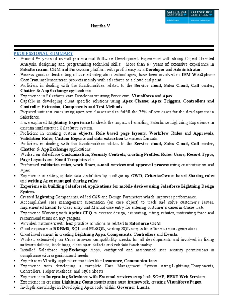 Haritha - Salesforce Vlocity - Developer | PDF | Cloud Computing | Web Service