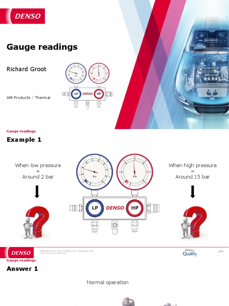 AC automotive system - gauge readings | PDF | Equipment | Gases