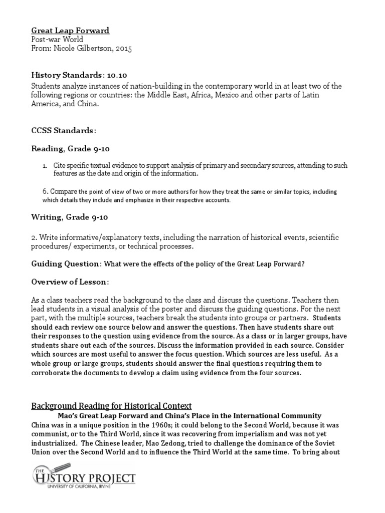 What Were The Effects of The Policy of The Great Leap Forward | PDF ...