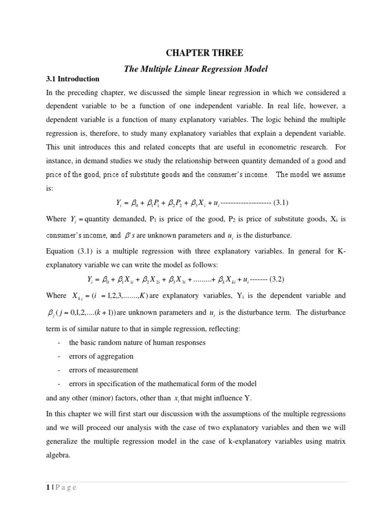 Econometrcs CHAP 3 | PDF