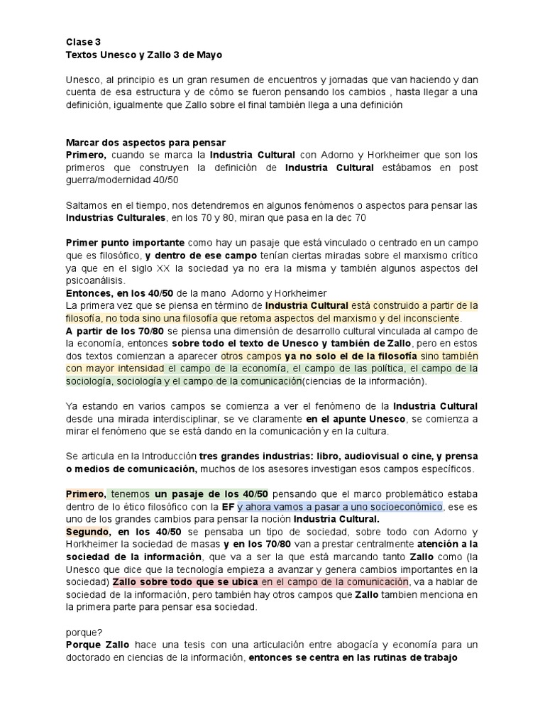 Textos Unesco y Zallo | PDF | Sociedad | Economía cultural