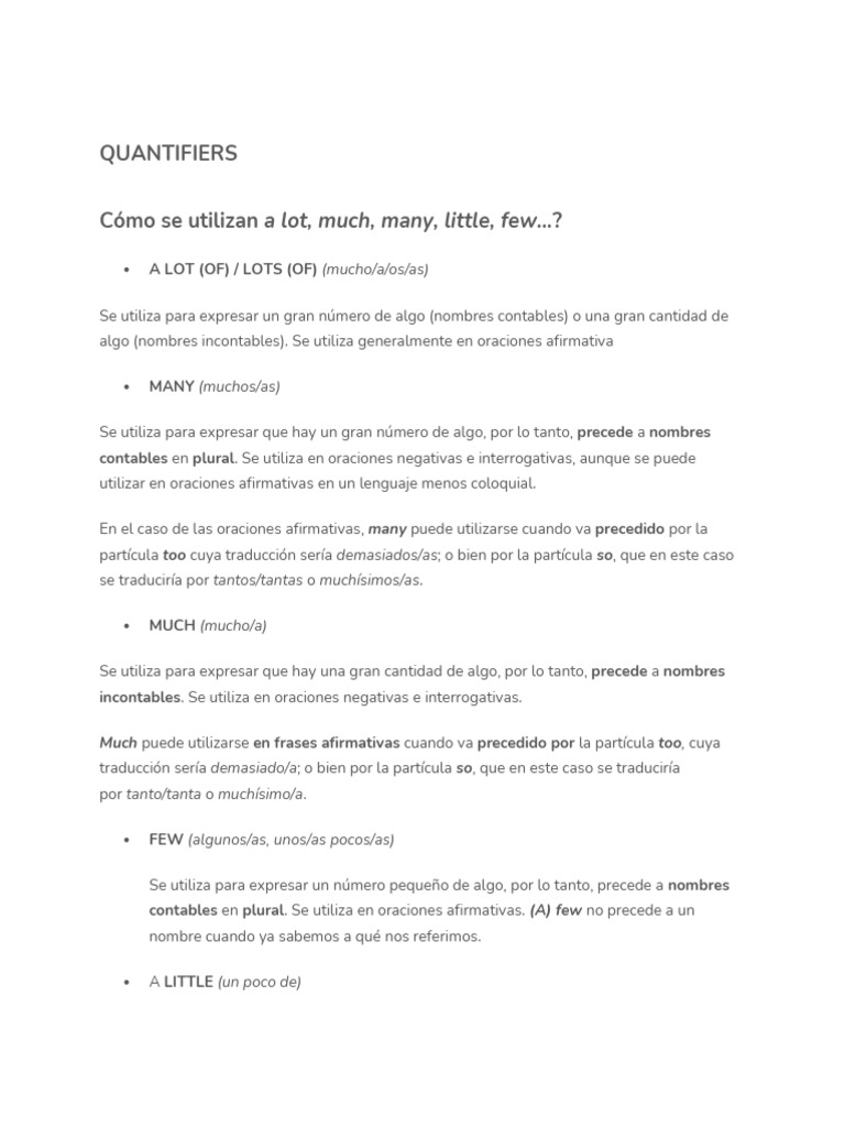 Quantifiers 6º | PDF | Crecimiento personal y profesional