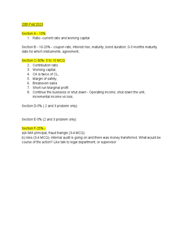 CMA Part 2 Exam Overview and Topics | PDF