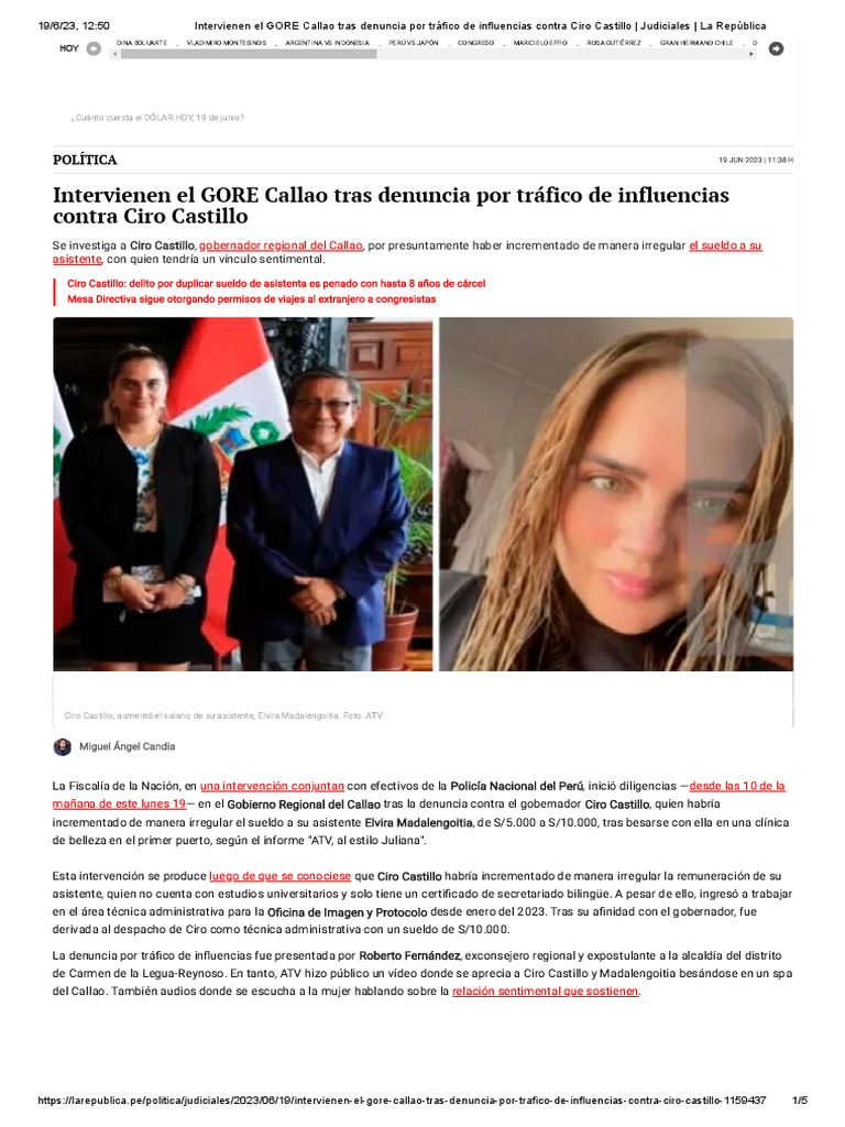 Intervención en GORE Callao por Ciro Castillo | PDF | Gobierno ...
