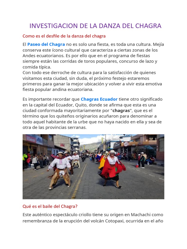 INVESTIGACION DE LA DANZA DEL CHAGRA | PDF