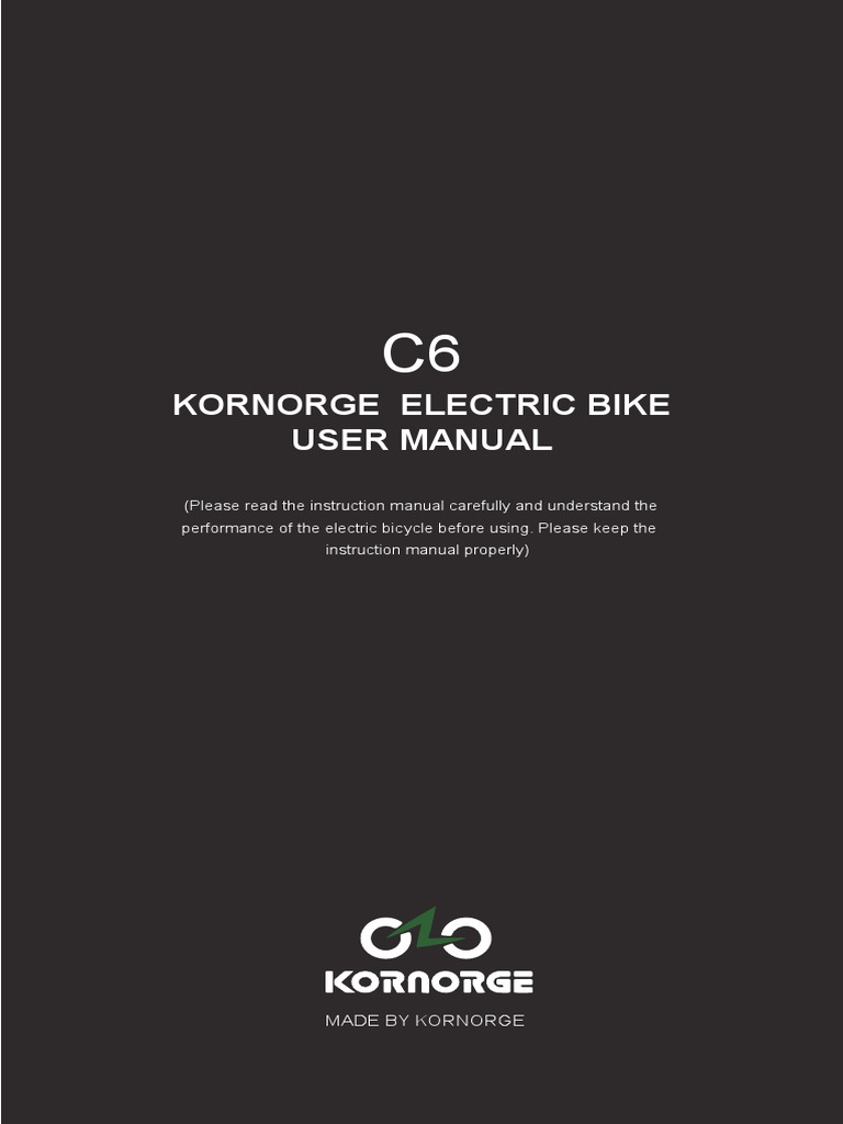 Kornorge C6 Electric Bike User Manual | PDF | Manufactured Goods ...