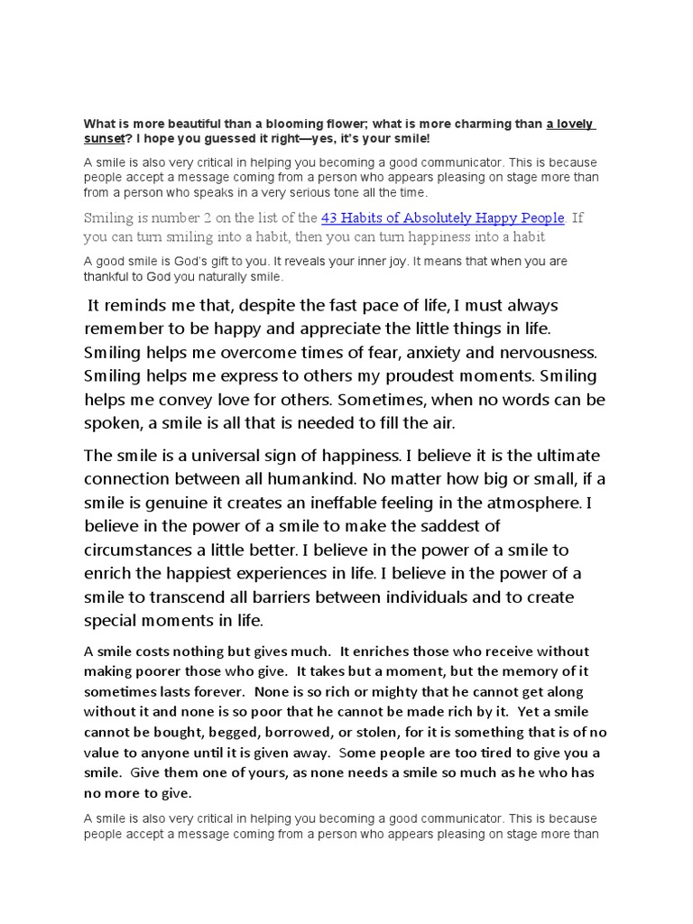 Public Speaking - Smile | PDF | Feeling | Happiness