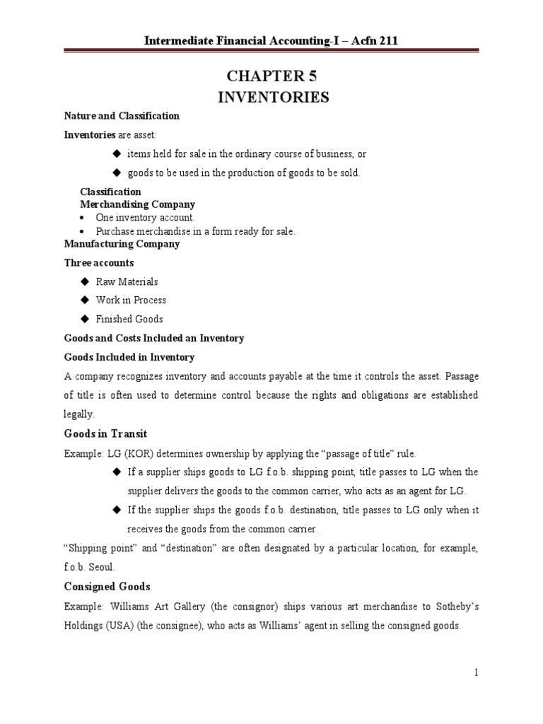 Chapter - 5 - Inventories | PDF | Inventory | Cost Of Goods Sold