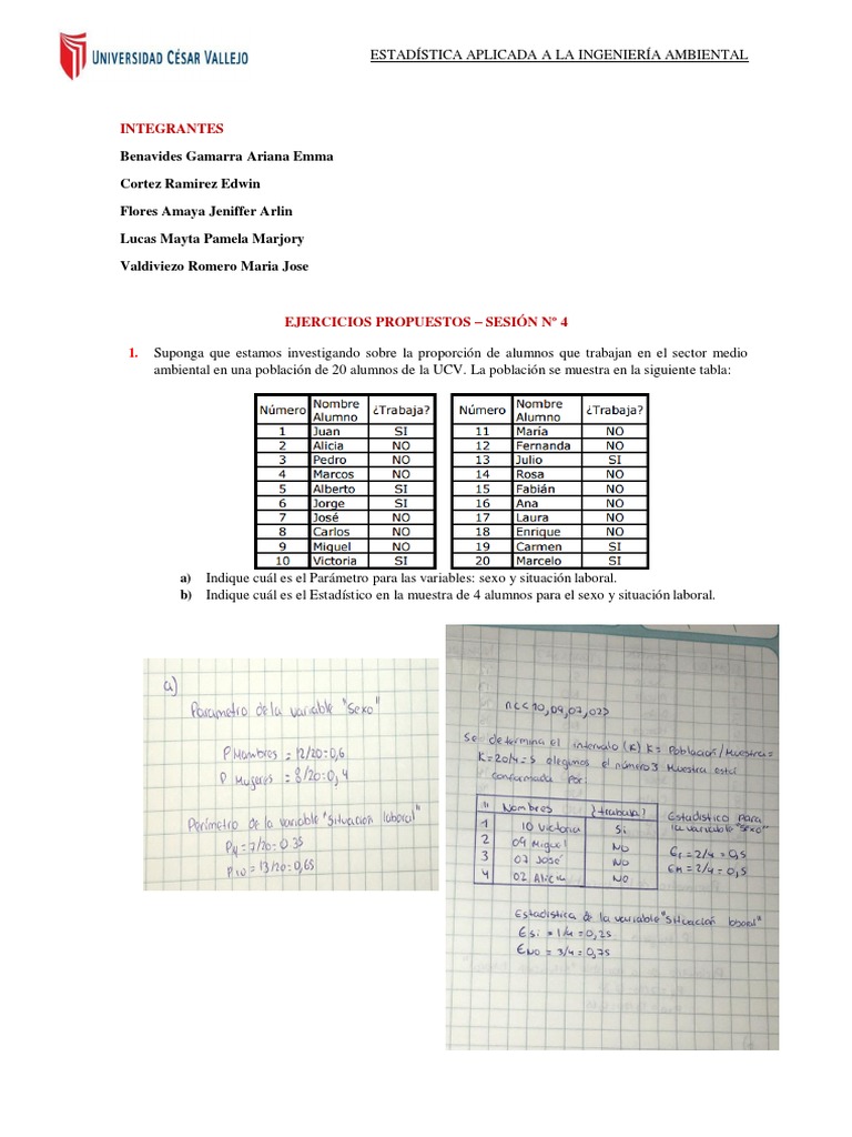 Sesion 4 Practica | PDF | Muestreo (Estadísticas) | Probabilidades y estadísticas