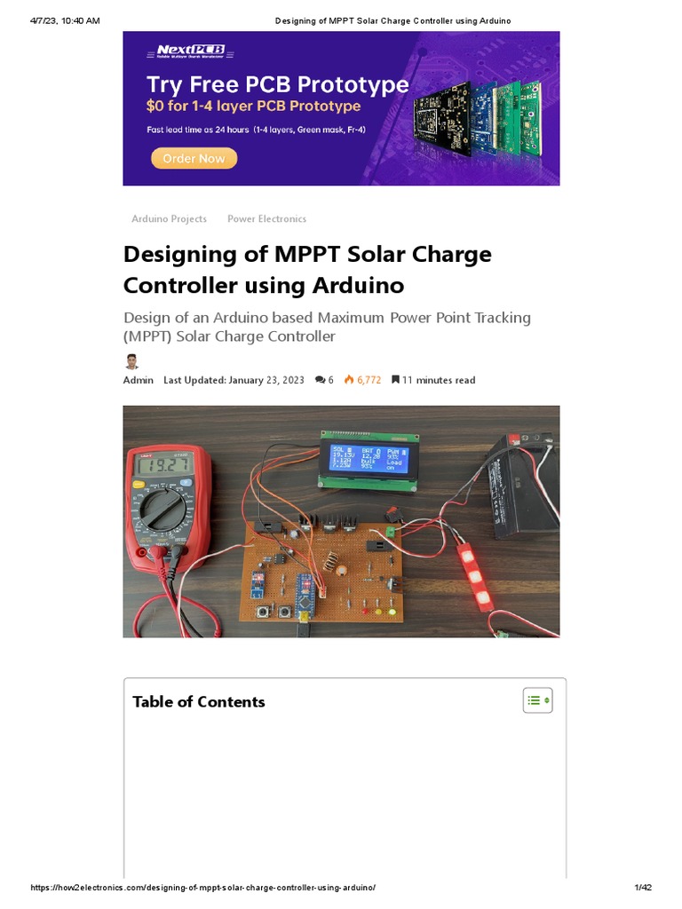 01.designing of MPPT Solar Charge Controller Using Arduino | PDF ...