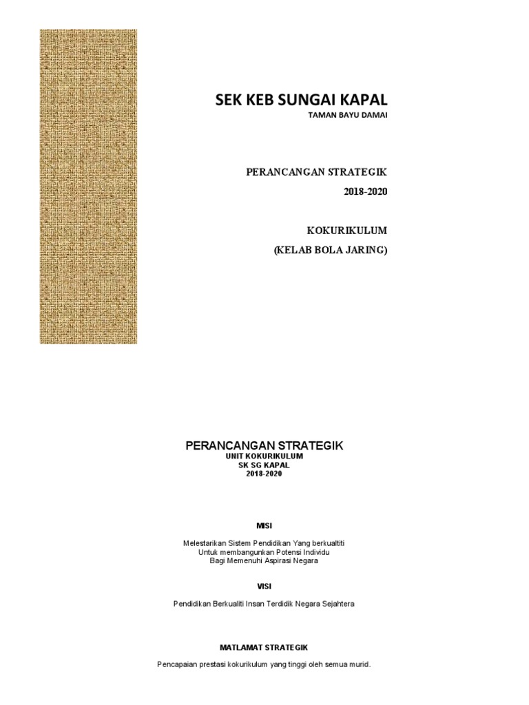 Pelan Strategik Kokurikulum SK SG Kapal (Bola Jaring) | PDF