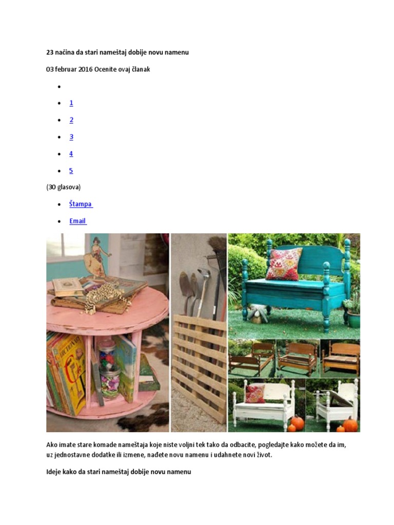 23 Načina Da Stari Nameštaj Dobije Novu Namenu | PDF