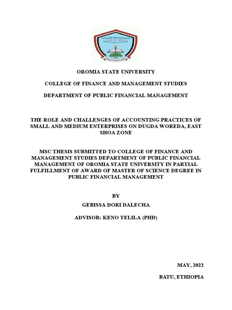 Gebissa Dori Final Thesis After Defence | PDF | Small And Medium Sized ...