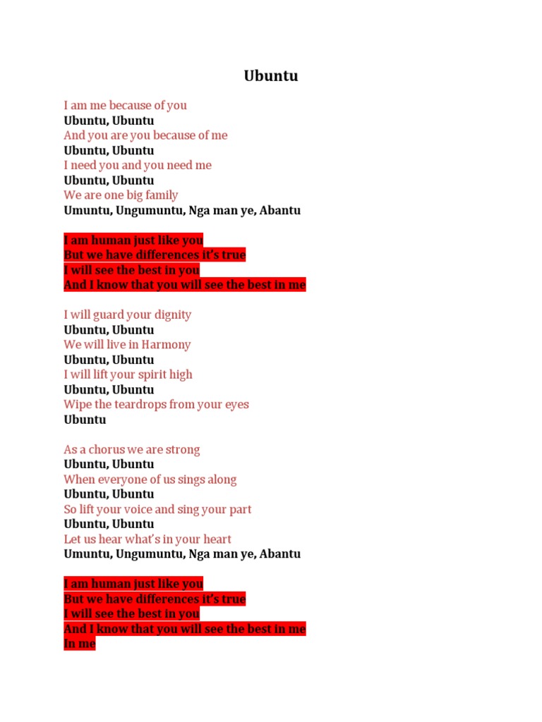 Ubuntu - Lyrics | PDF