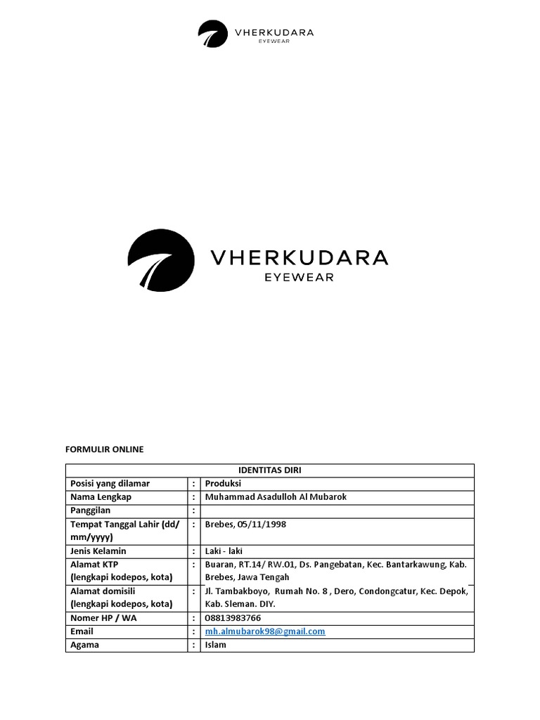 FORM Pendaftaran VKD | PDF | Karier & Perkembangan