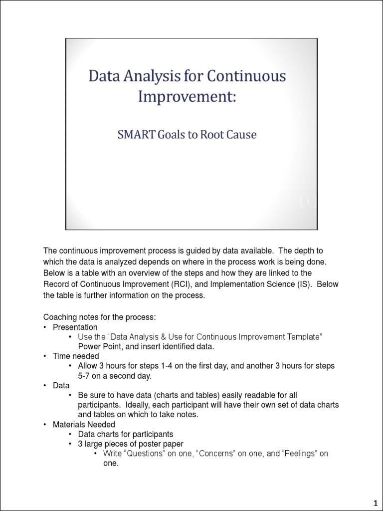 Data Analysis For Continuous Improvement Template | PDF | Analytics | Data