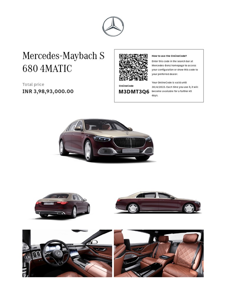 Mercedes-Maybach S 680 4MATIC M3DMT3Q6 | PDF | Trunk (Car) | Airbag