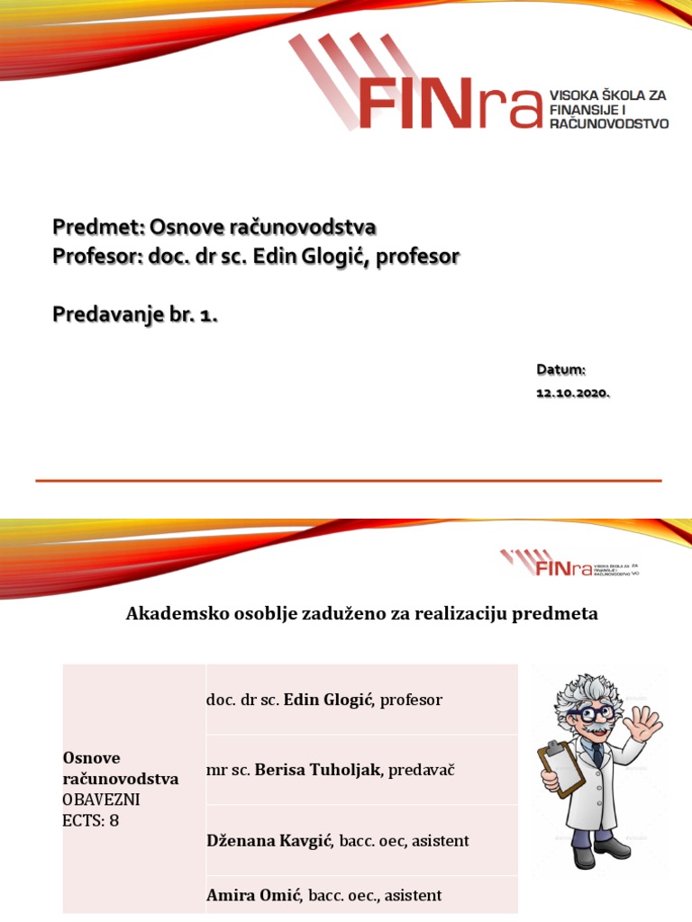 Glogic OSNOVE RACUNOVODSTVA Predavanje 1 UVOD | PDF