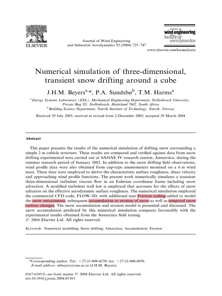 3D Snow Drifting Simulation Around Cube | PDF | Turbulence | Snow
