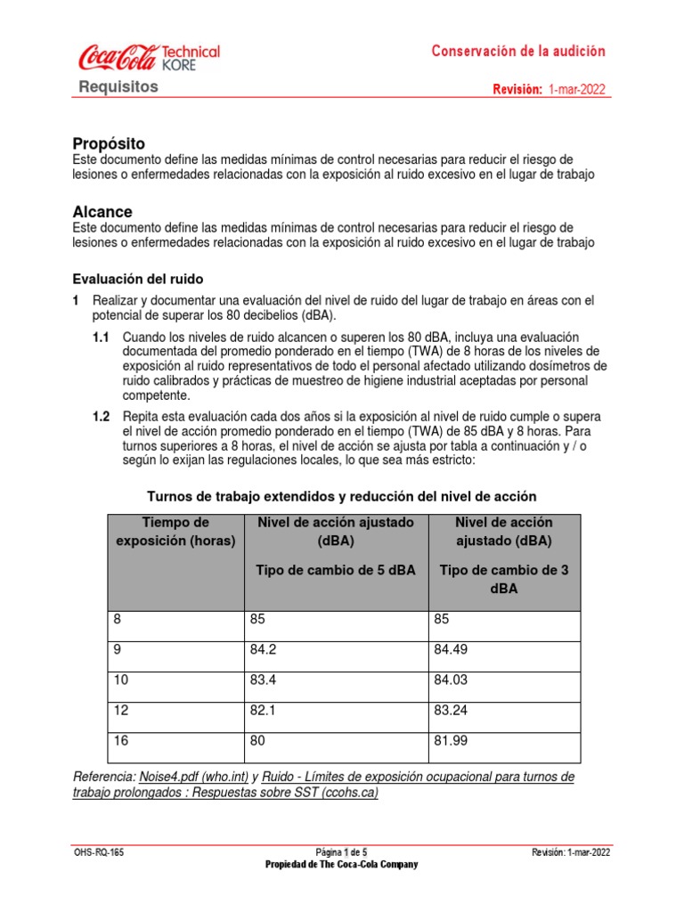 OHS-RQ-165-ES Hearing Conservation | PDF | ruido | Decibel