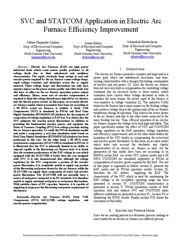 SVC and STATCOM Application in Electric Arc Furnace Efficiency ...