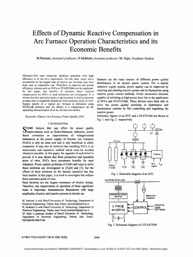Effects of Dynamic Reactive Compensation in Arc Furnace Operation ...