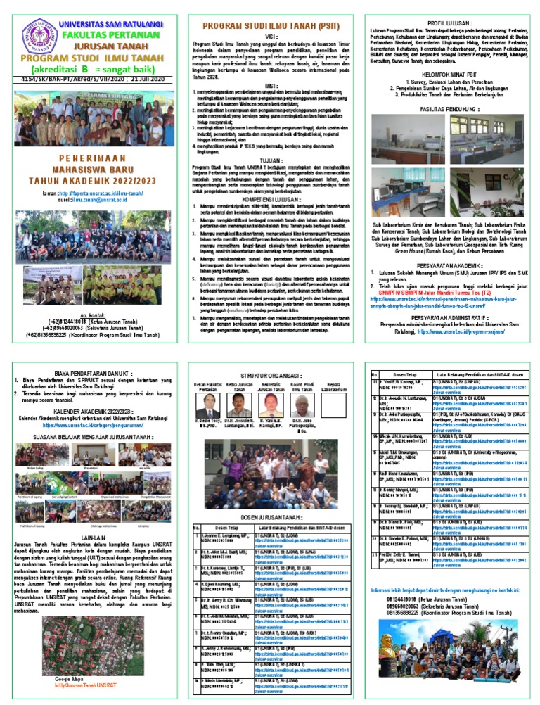2022 06 24 - Leaflet Prodi Tanah UNSRAT 2022 23 | PDF