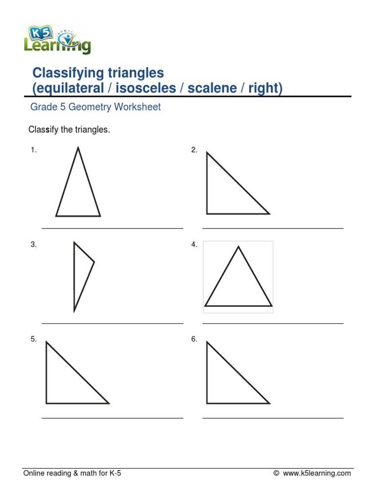 Grade 5 Geometry Classifying Triangles | PDF