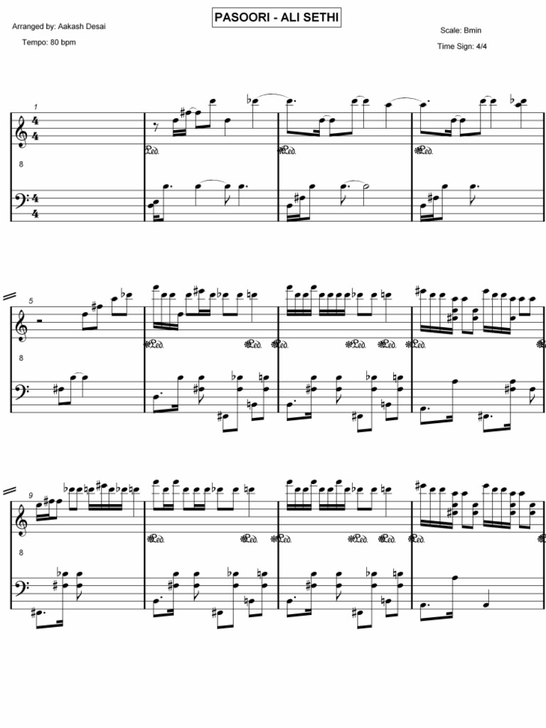Pasoori - Ali Sethi Sheet | PDF
