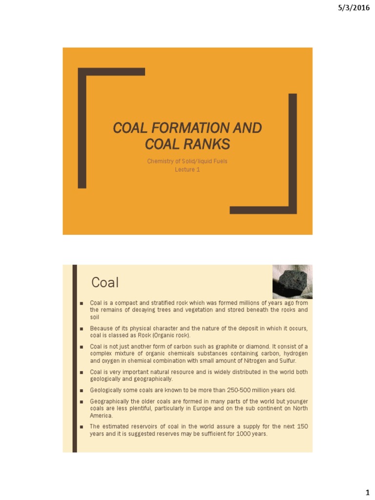 L1. Coal Formation and Ranks | PDF | Coal | Decomposition