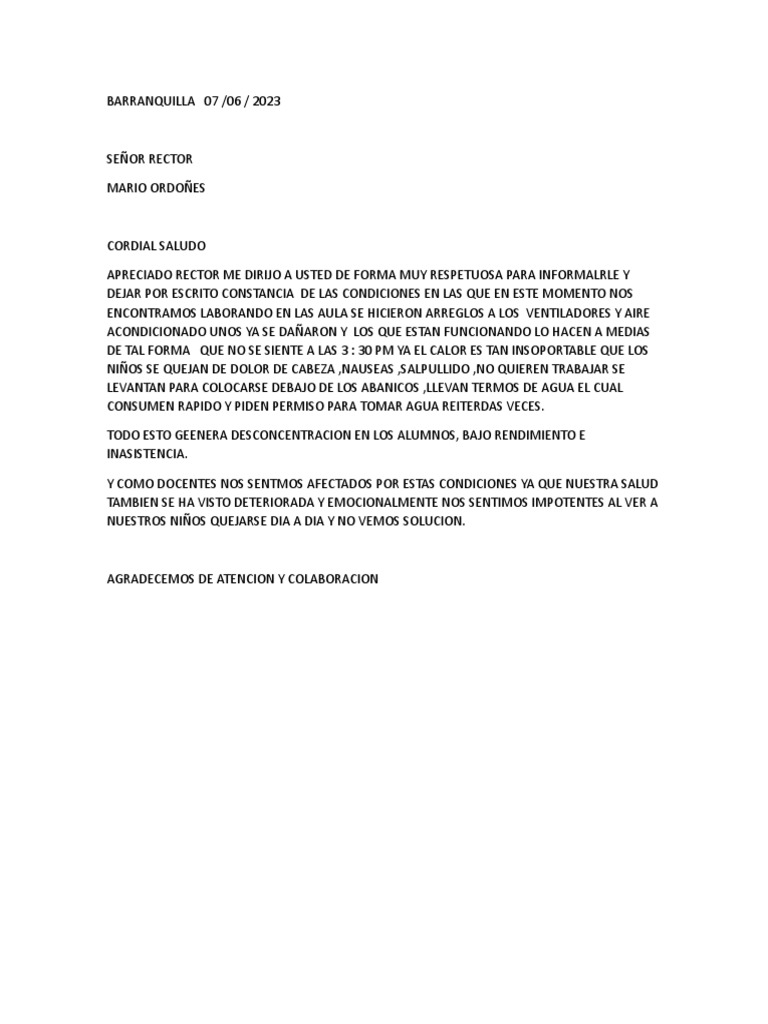 Carta Para Rector | PDF