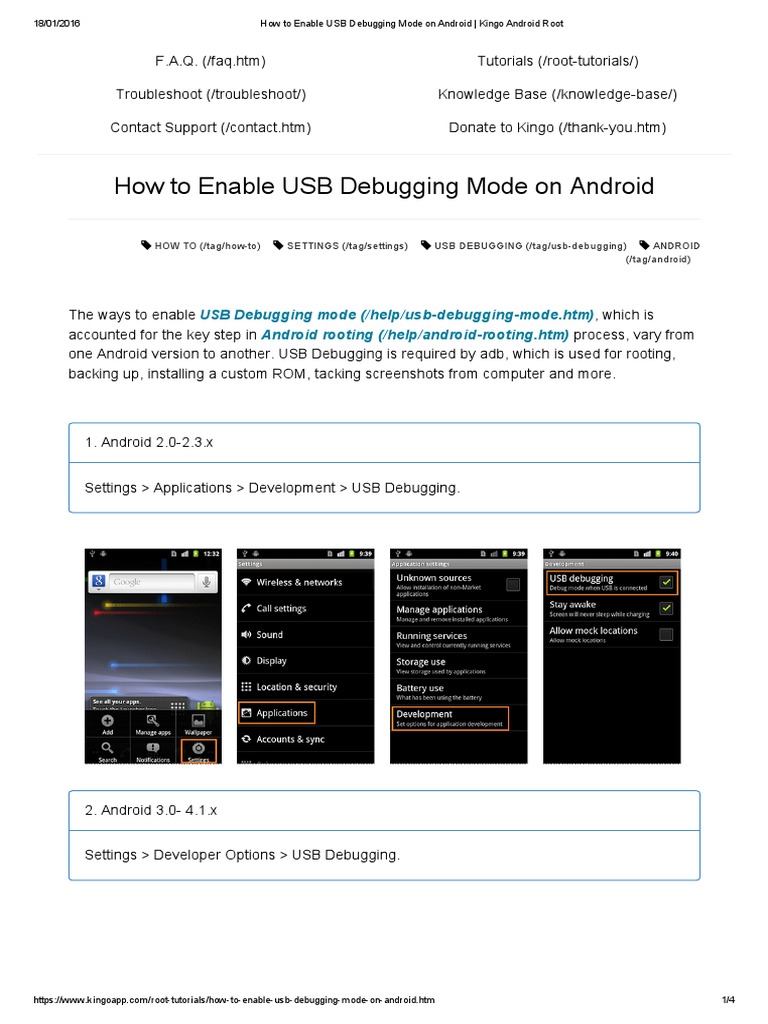 How To Enable Usb Debugging Mode On Android Kingo Android Root Pdf Android Operating