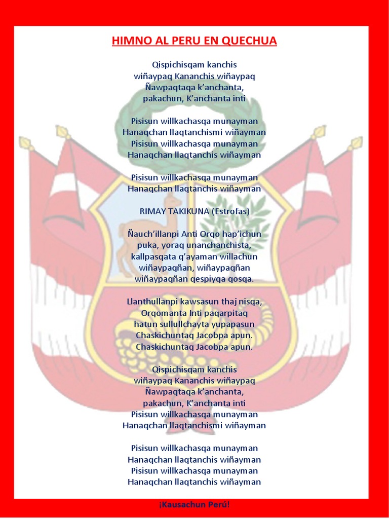 HIMNO AL PERU EN QUECHUA | PDF