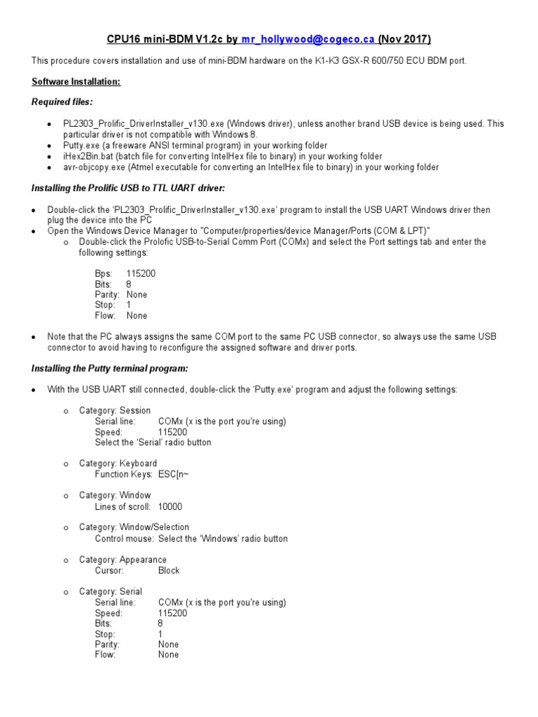 CPU16 Mini-BDM v1.2 Install | PDF | Microcontroller | Usb