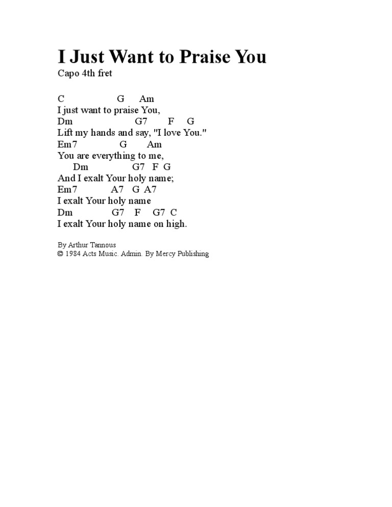 I Just Want to Praise You in C